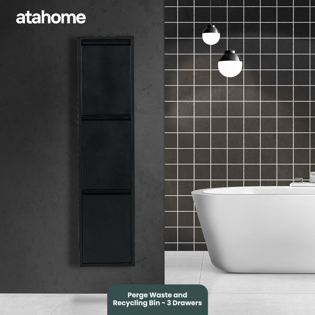 Recycling Bins for Kitchen Tall Metal Slim Trash Bin Cabinet 3 Bins Pl ...